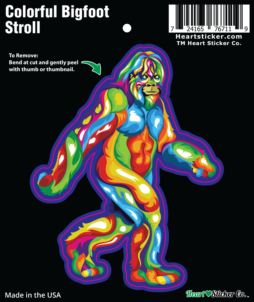 Bold Colorful Bigfoot Stroll Sticke – Heart Sticker Company